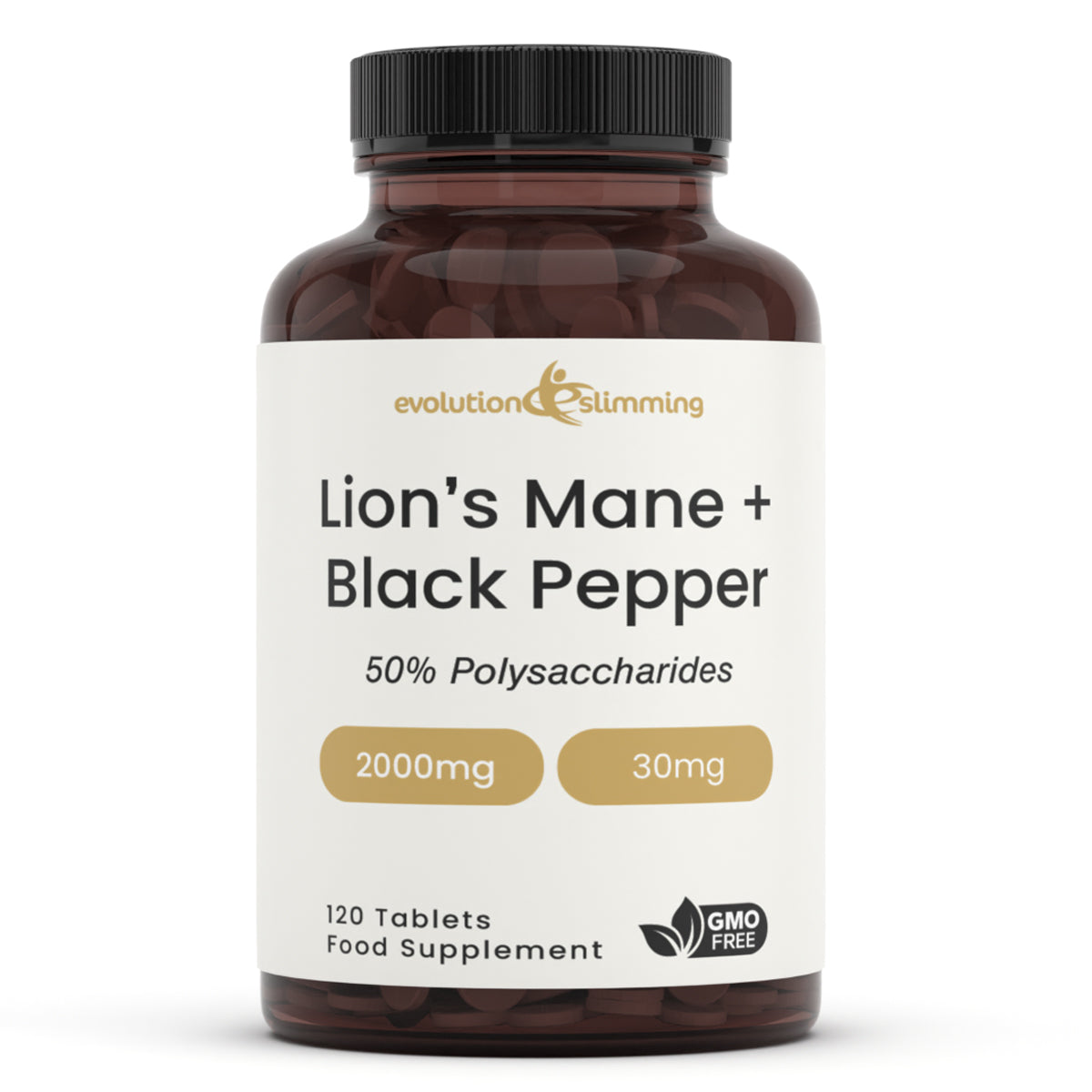 Lions Mane + Black Pepper - 2000mg + 30mg Tablets - Evolution Slimming