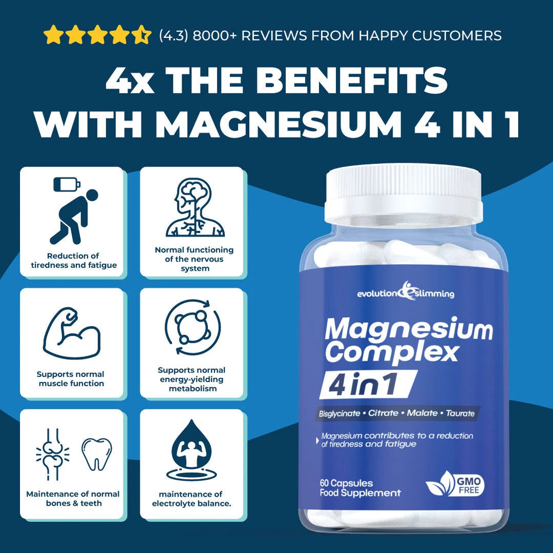 Magnesium 4 in 1 - Magnesium Taurate, Citrate, Malate & Bisglycinate ...