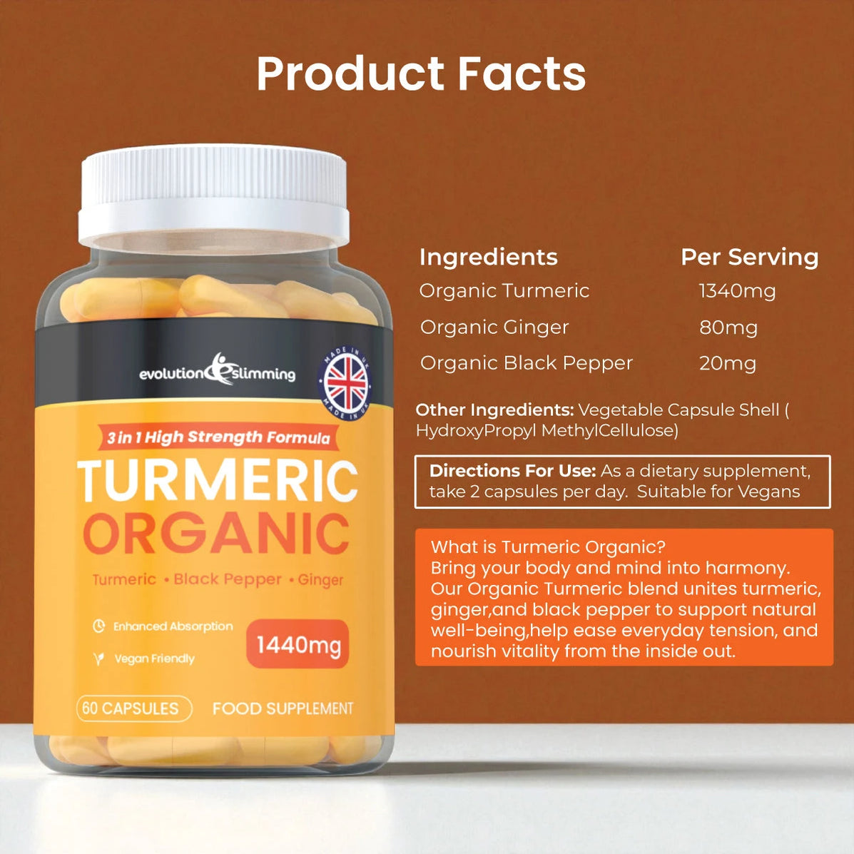 Organic Turmeric Capsules 1440mg – High-Strength Turmeric, Ginger & Bl ...